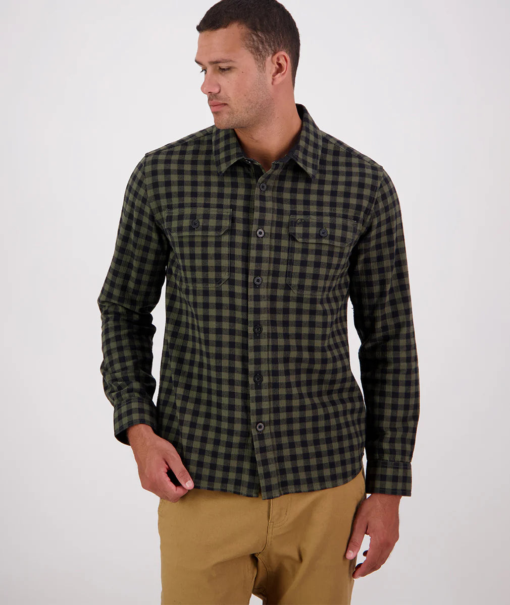Okato V2 Shirt Check Dark Olive/Black – Blowes Clothing