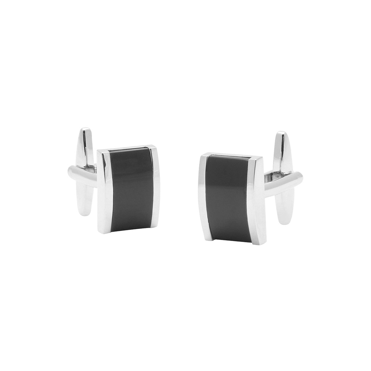 Buckle - Black Onyx Cufflink - Rectangular - Black/Silver – Blowes Clothing