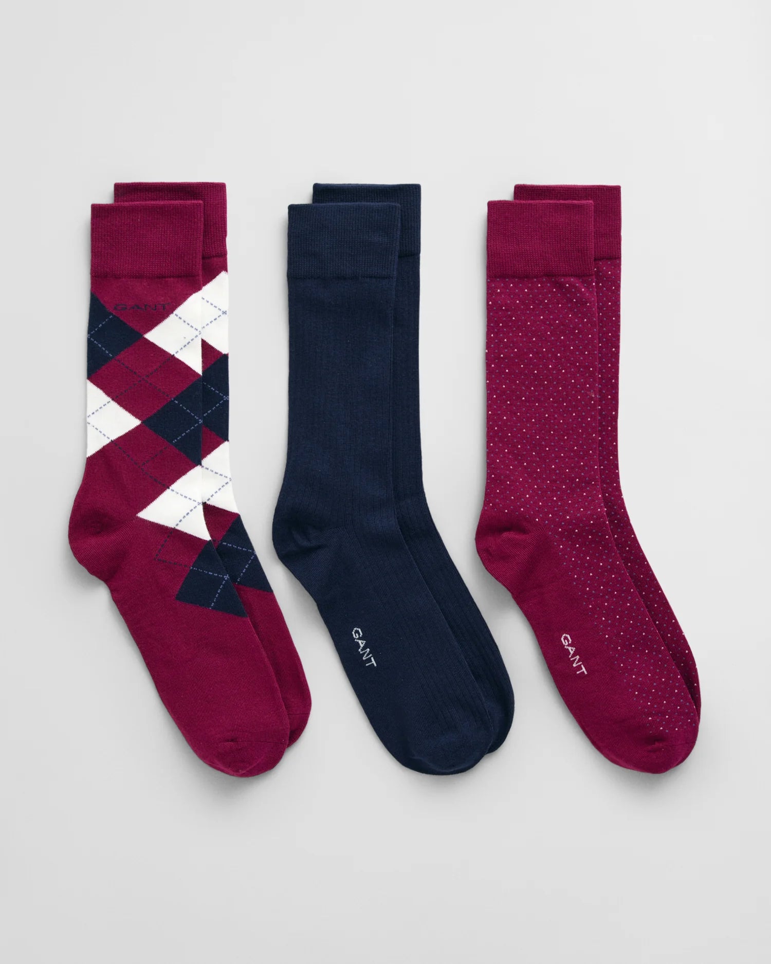GANT - 3-Pack - Argyle Socks Gift Box - Rich Wine – Blowes Clothing