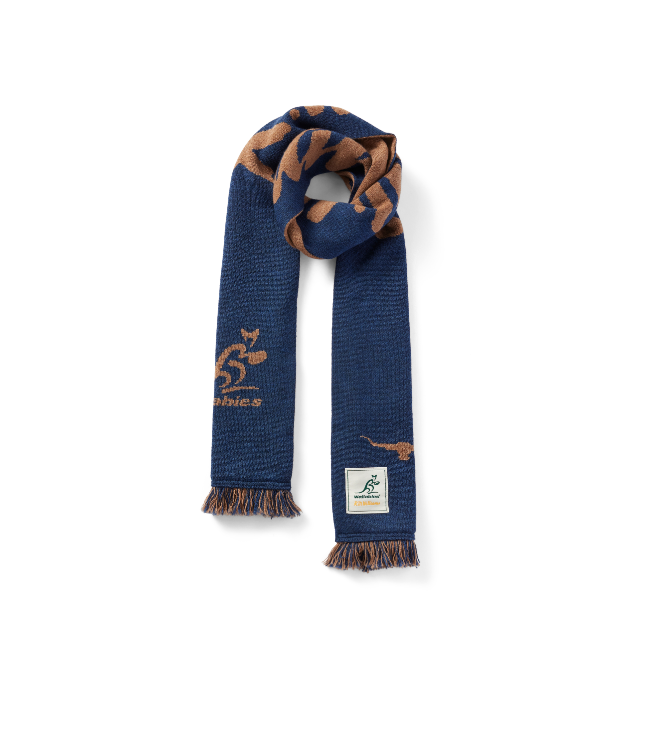 R.M.Williams Wallabies 2025 Scarf - Royal Blue & Brown – Blowes Clothing