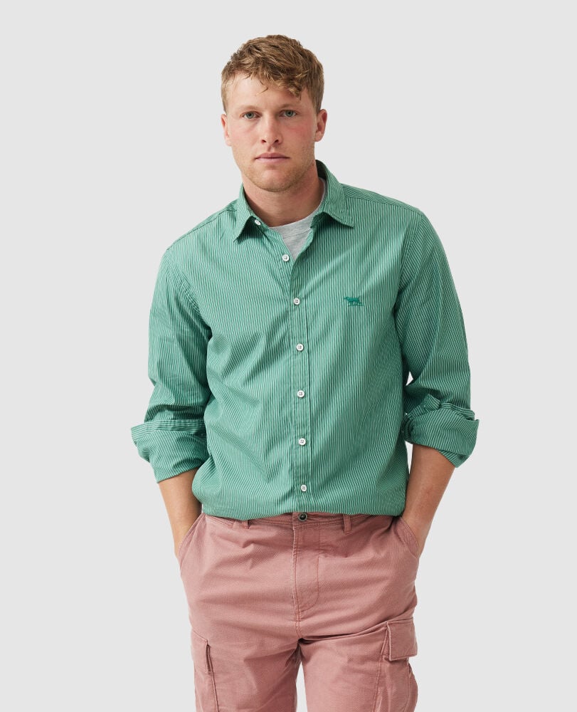 Rodd & Gunn - Balmoral Hill Poplin Shirt - Stripe - Evergreen – Blowes ...