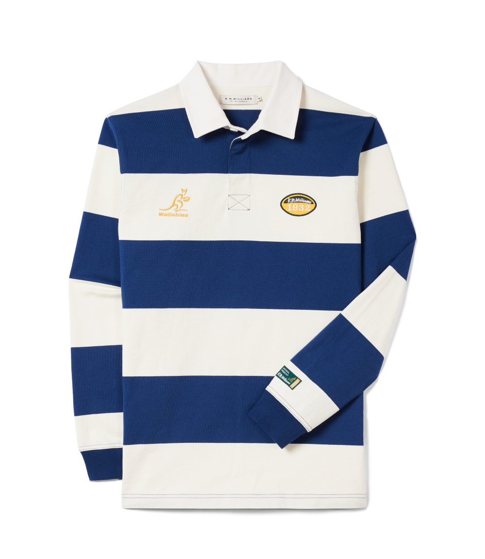 R.M.Williams - Wallabies 2025 Rugby Jumper - Royal Blue & Cream ...