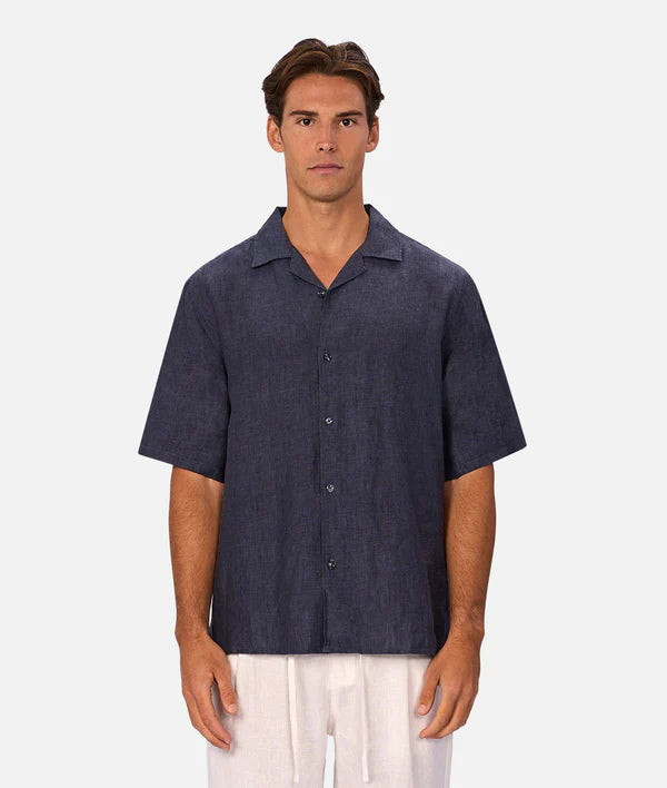Industrie - The St Martins Short Sleeve Shirt - Denim – Blowes Clothing