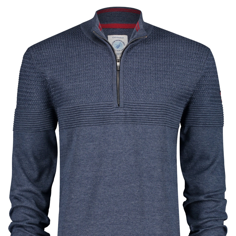 Zip Neck Sweater - Blue Quarter Zip Knitwear – Blowes Clothing
