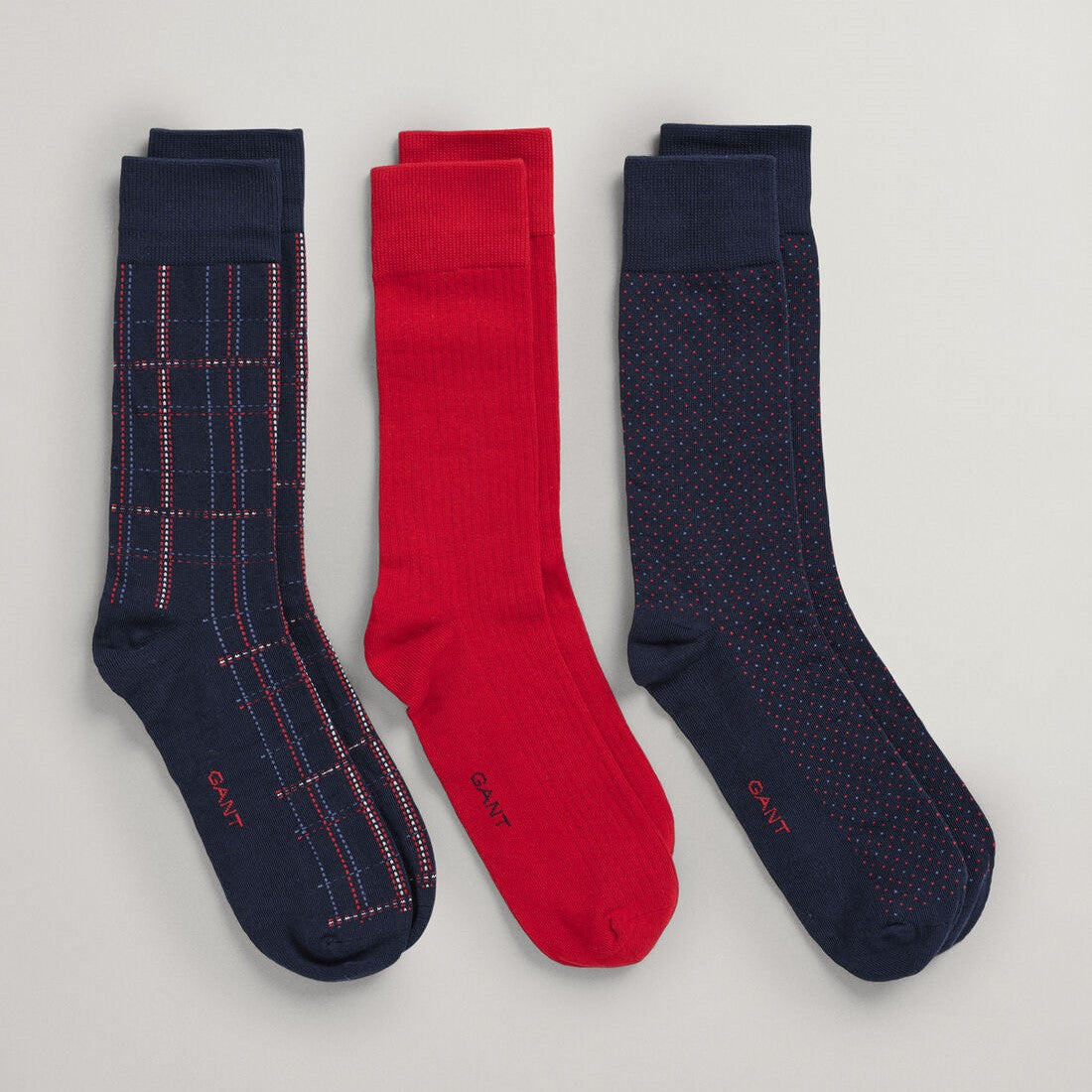 GANT - 3-Pack Check Socks with Gift Box - Evening Blue & Red – Blowes ...